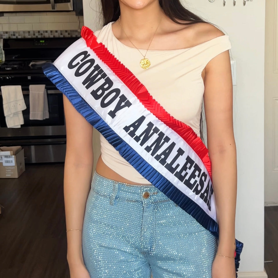 Cowboy Sash, Cowboy Kamala Sash, Red White and Blue Sash, Bride Sash ...