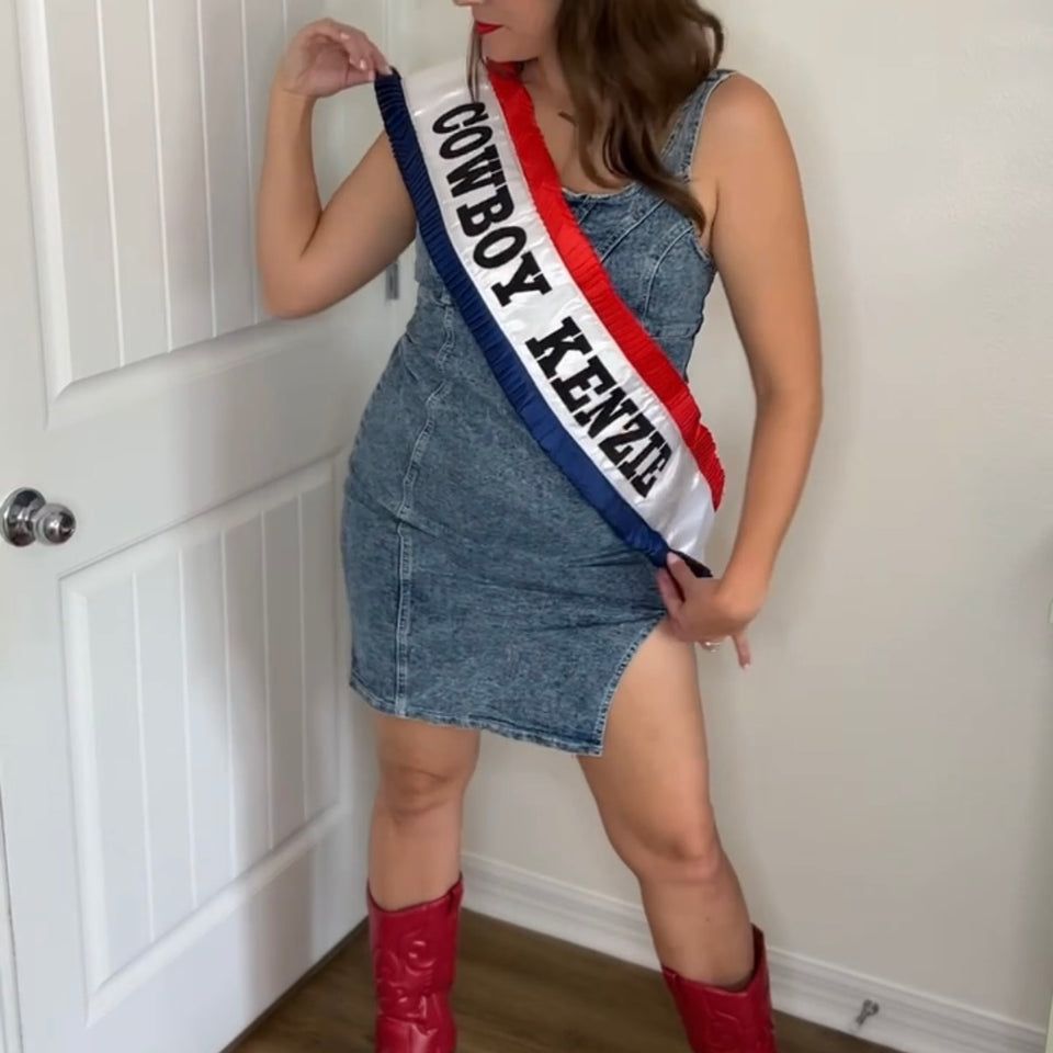 Cowboy Sash, Cowboy Kamala Sash, Red White and Blue Sash, Bride Sash ...